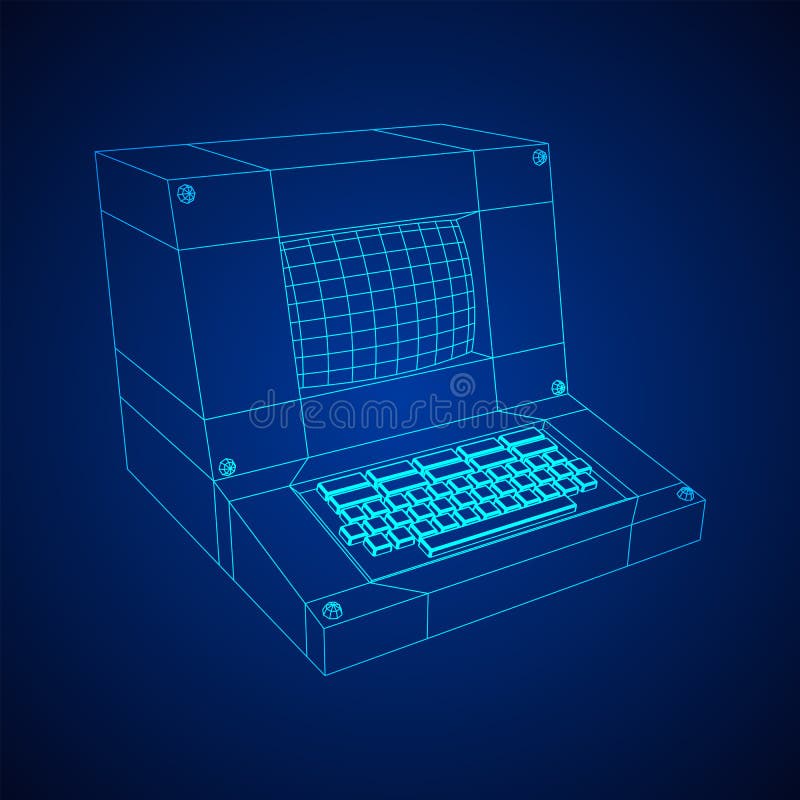 Classic Retro Perconal Computer. Programming Code Concept Stock Vector ...