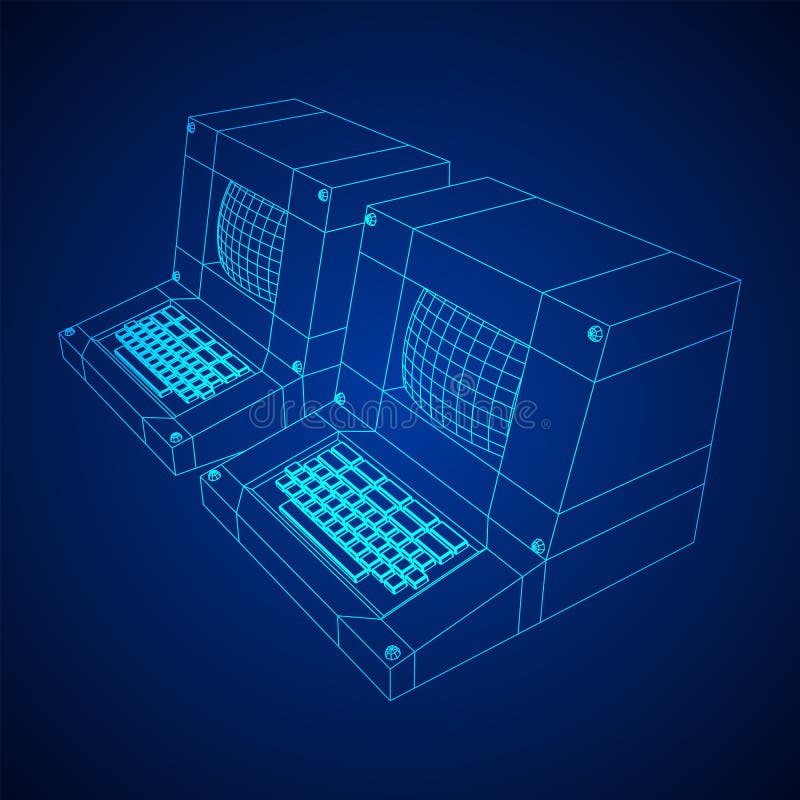 Classic Retro Perconal Computer. Programming Code Concept Stock Vector ...