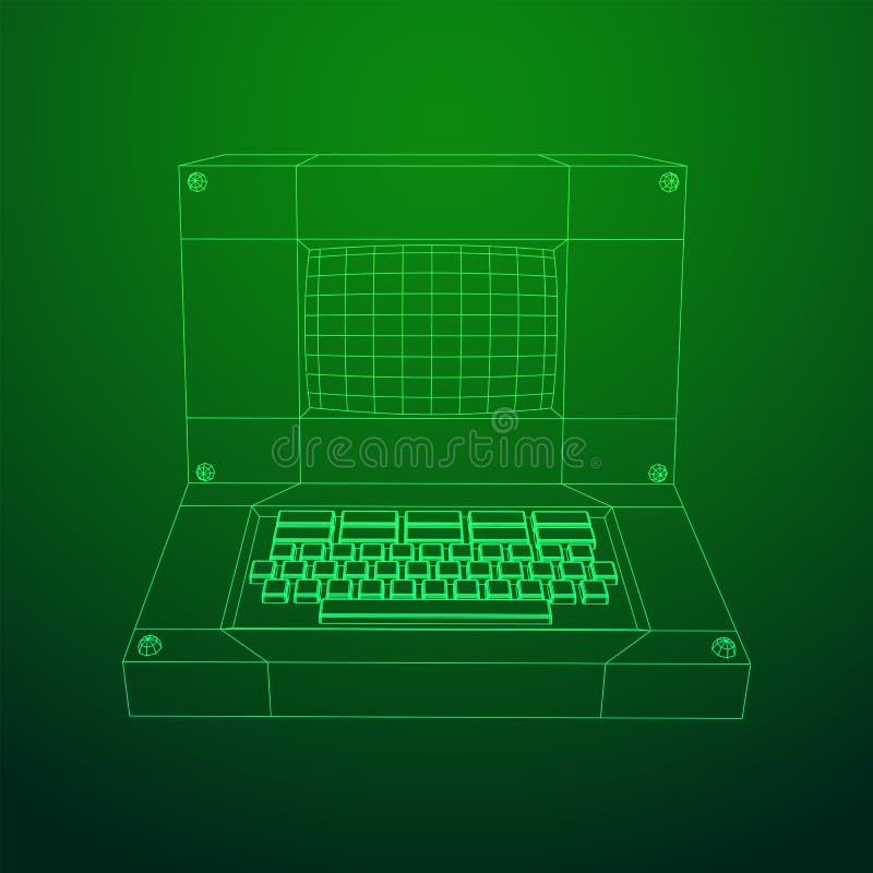 Classic Retro Perconal Computer. Programming Code Concept Stock Vector ...