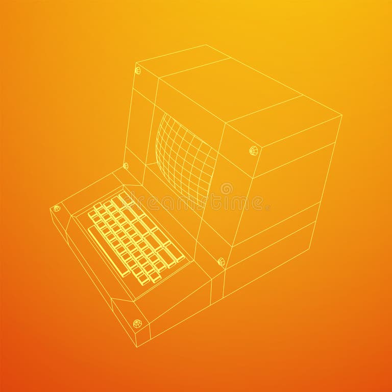 Classic Retro Perconal Computer. Programming Code Concept Stock Vector ...