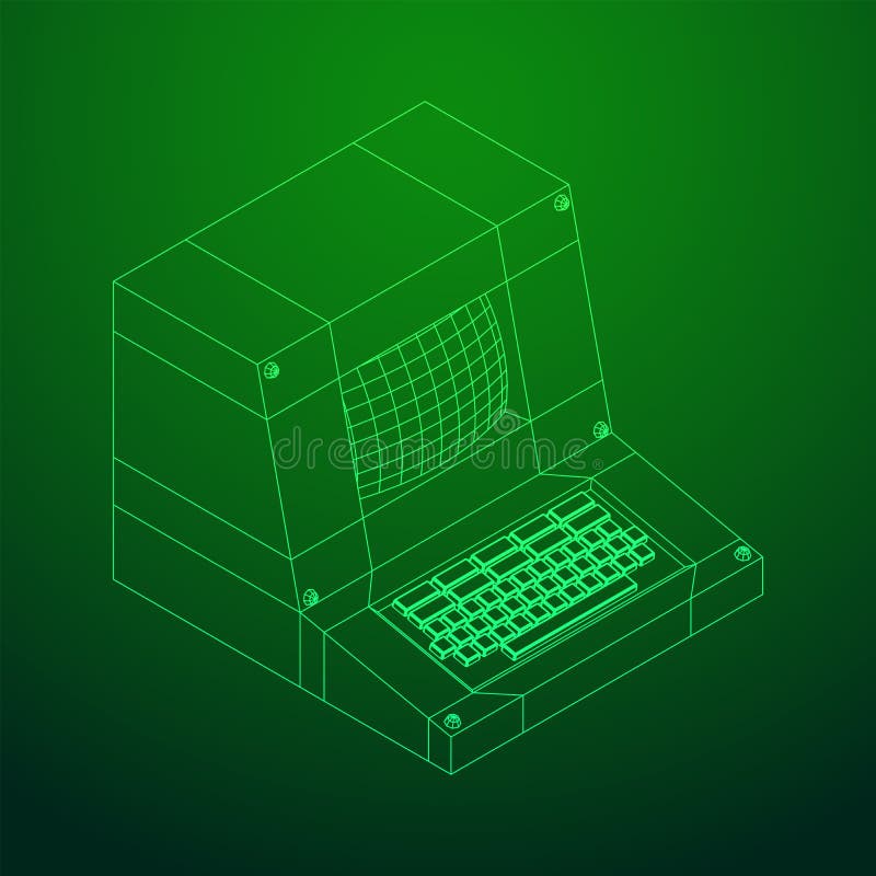Classic Retro Perconal Computer. Programming Code Concept Stock Vector ...