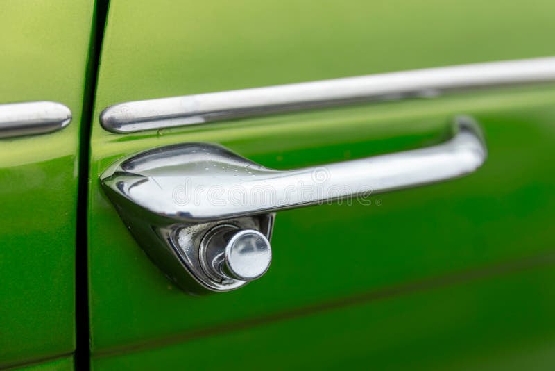 Classic Retro Style Car Door Handle and Keyhole Stock Image - Image of ...
