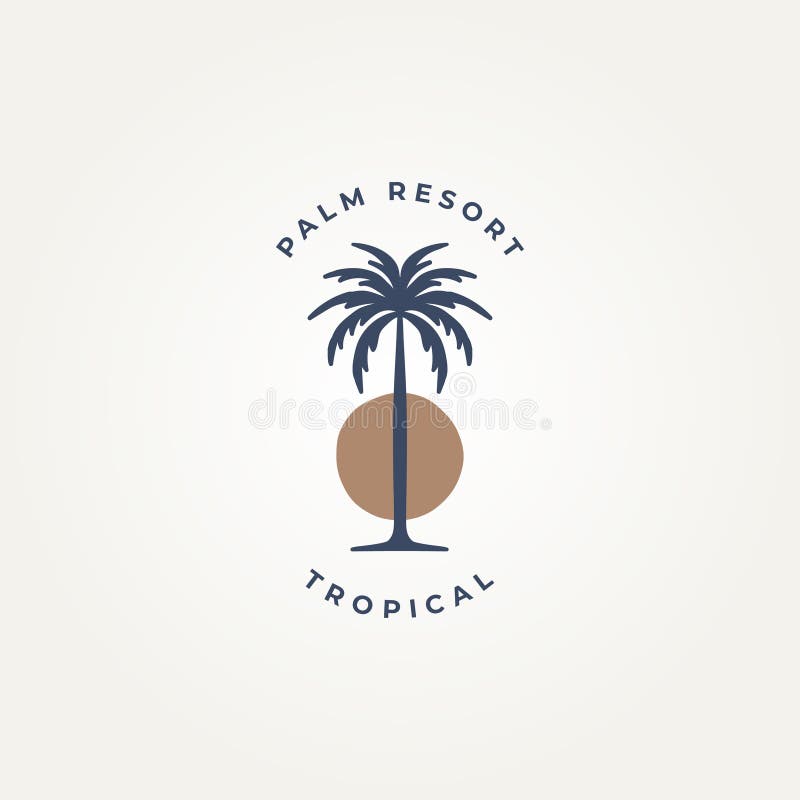Classic Retro Tropical Palm Tree Resort Icon Logo Vector Illustration ...