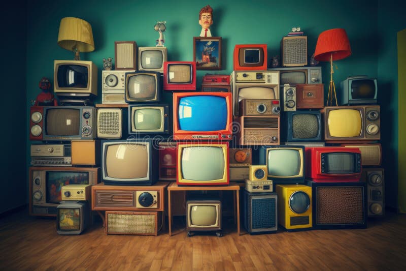 Classic Retro Tv. Generate Ai Stock Photo - Image of generated, pile ...