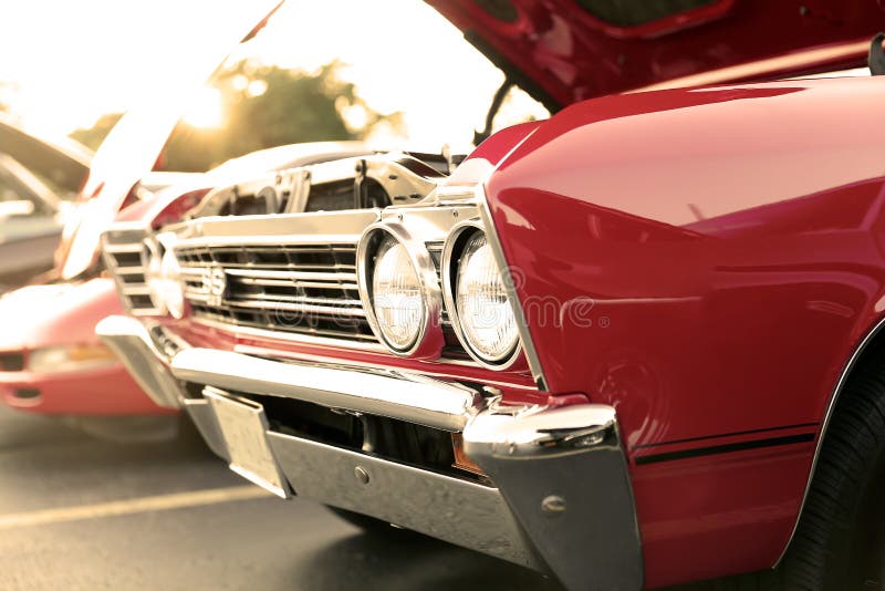 Classic Retro Vintage Red Car. Auto Show Stock Image - Image of ...