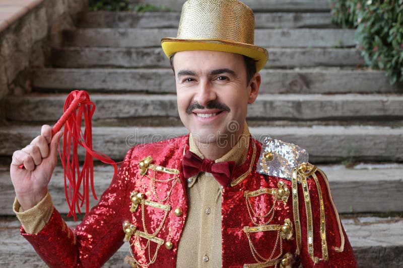 Classic Ringmaster Holding a Red Whip Stock Photo - Image of fashion ...