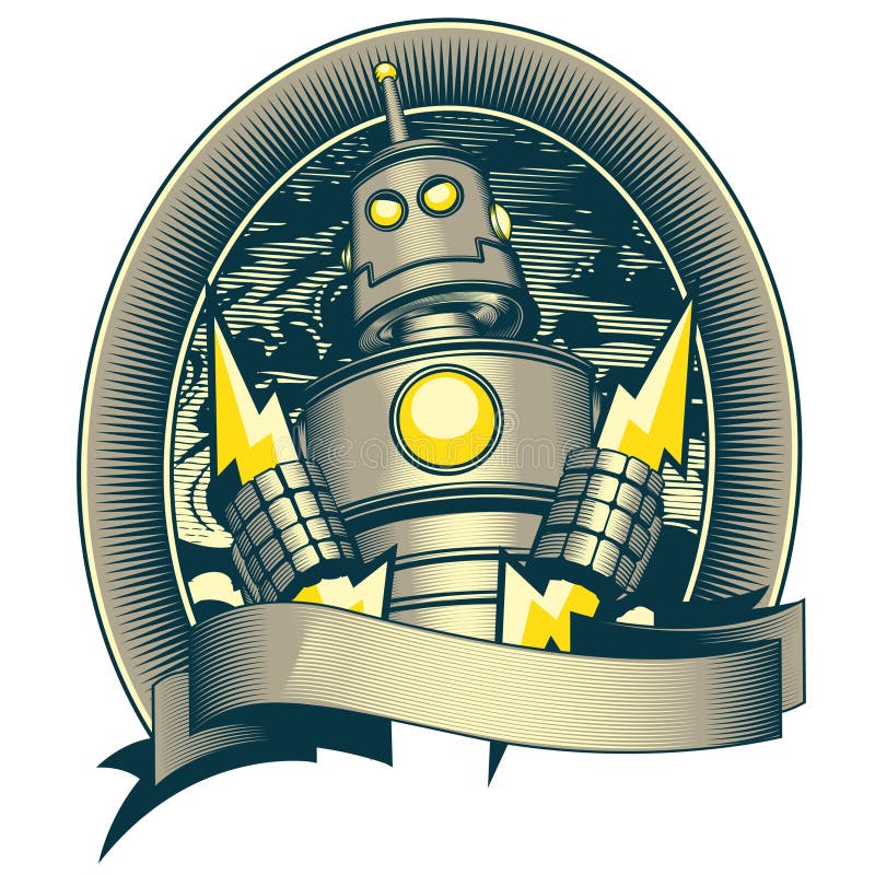 Classic Robot stock vector. Illustration of evil, gold - 42491388