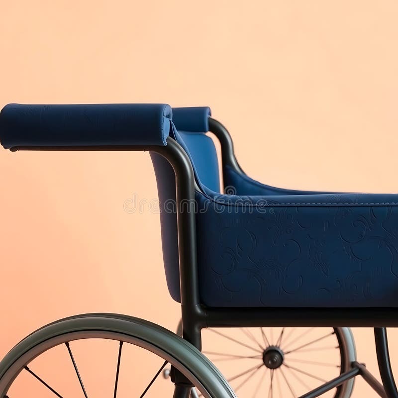 A Classic Rolling Chair in Dark Blue, Displayed on a Pastel Peach ...