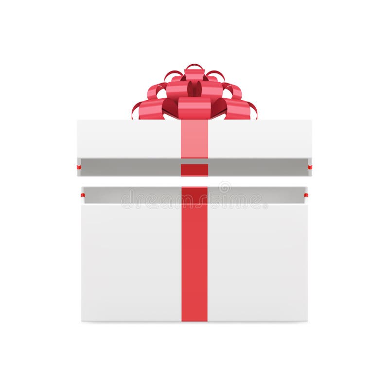 Classic Romantic Wrapped White Gift Box with Open Cap Present Unpacking ...