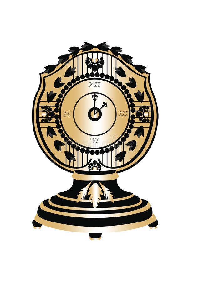 Classic Round Golden clock stock vector. Illustration of interior ...