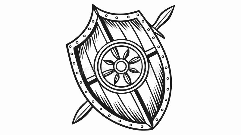 Classic Round Shield with Wooden Texture and Rivets, Vector Design ...