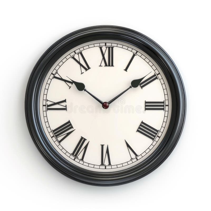 Elegant Black Framed Wall Clock with Roman Numerals Stock Illustration ...