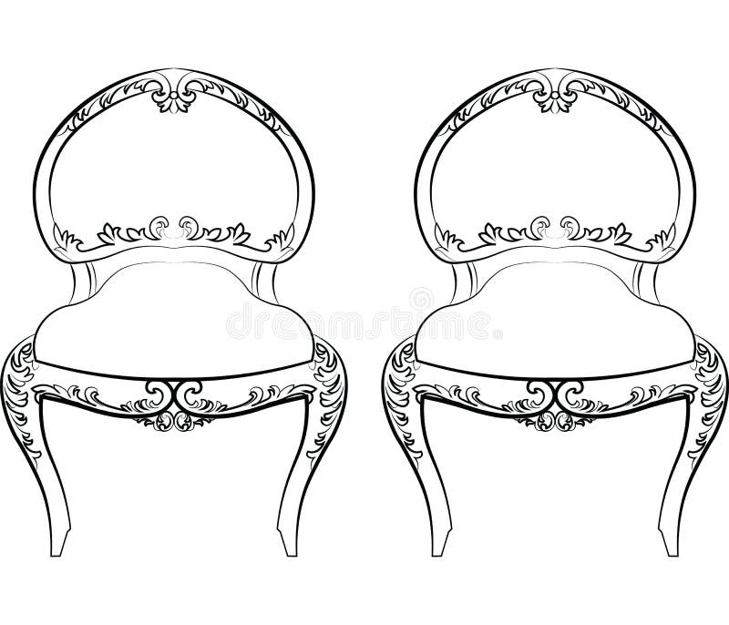Classic Royal Chairs Set with Luxurious Ornaments Stock Illustration ...