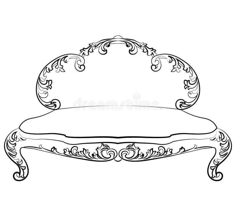 Classic Royal Sofa with Luxurious Ornaments Stock Illustration ...