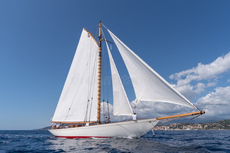 Classic sailing yacht stock photo. Image of imperia - 159100264
