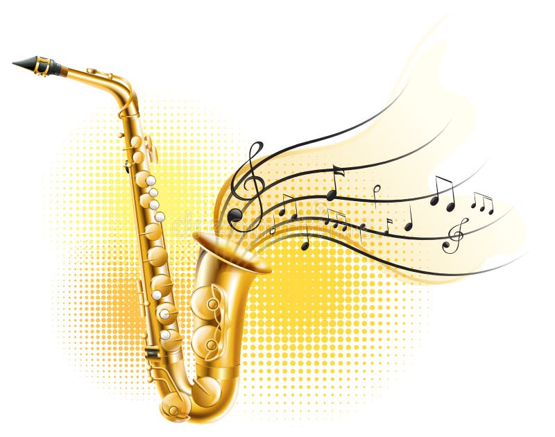 Classic Saxophone with Music Notes Stock Vector - Illustration of ... Classic Saxophone with Music Notes Stock Vector - Illustration of ...