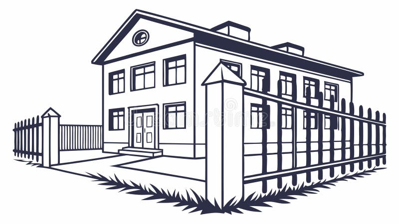 Classic School Building with Traditional Architecture, Vector Design ...