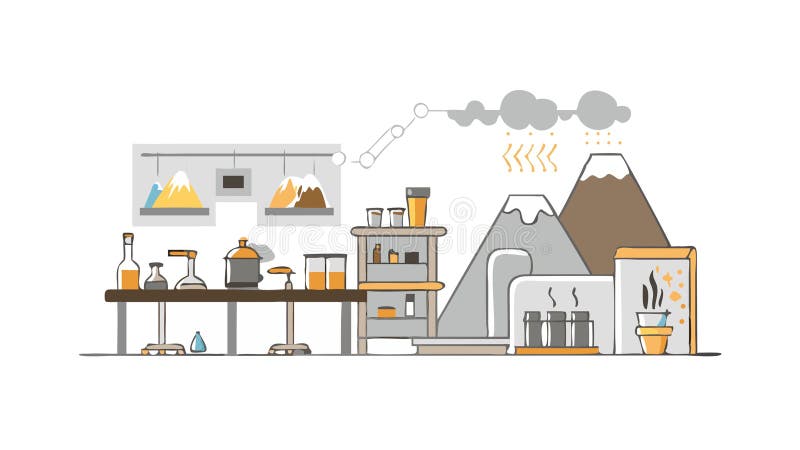Classic Science Laboratory with Equipment and Window, Vector Design ...