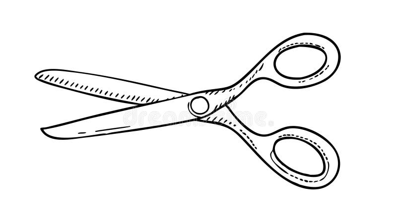 Classic Scissors Icon: Cutting Craft Tool Outline, Vector Design ...