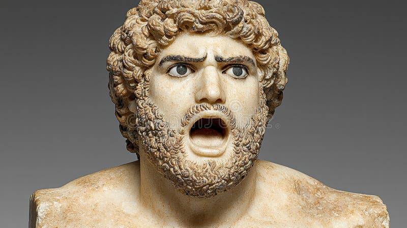 Classic Sculptural Work of an Ancient Greek Tragic Hero Face Stock ...