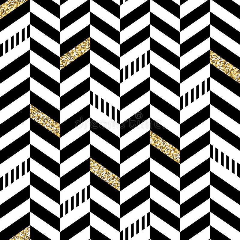 Classic Seamless Chevron Pattern. with Glittering Golden Parts and Thin ...