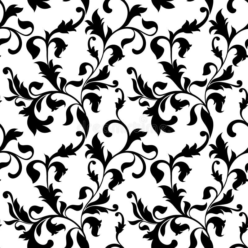 Classic Seamless Pattern. Tracery of Branch with Leaves on a White ...