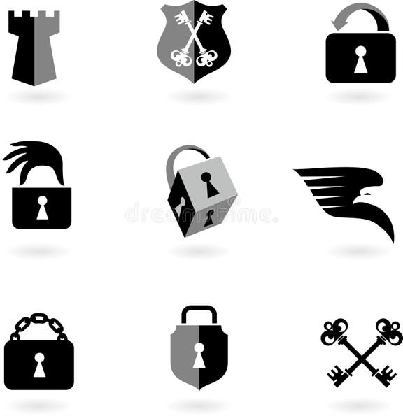 Classic Security Icons and Logos Stock Vector - Illustration of mail ...