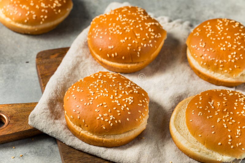 Classic Sesame Seed Hamburger Bun Stock Image - Image of bread ...