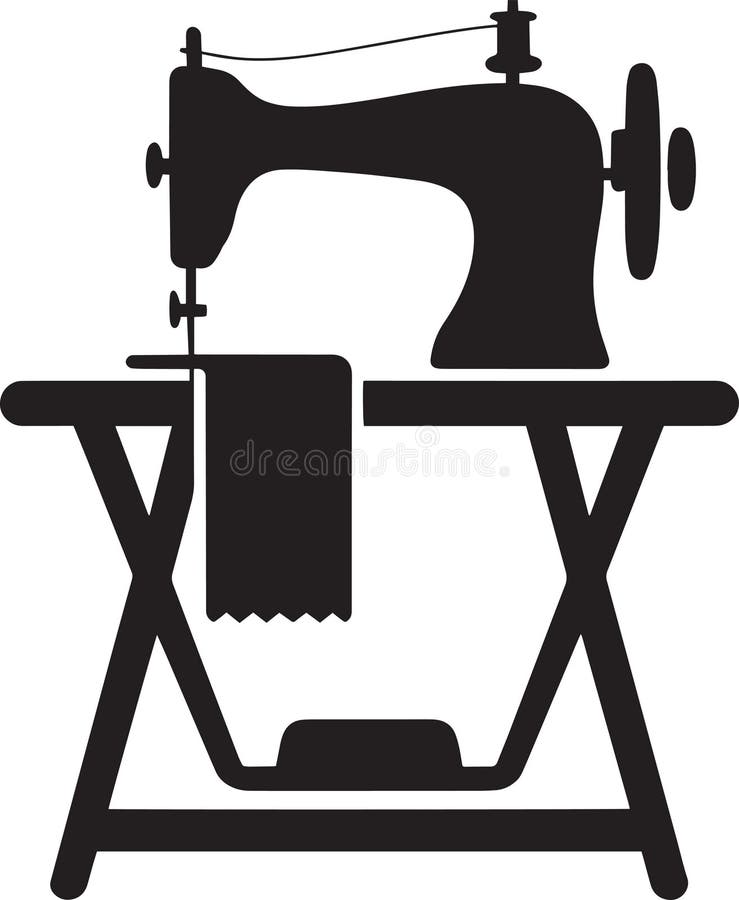 Classic Sewing Machine Silhouette on Stand with Fabric Crafting ...