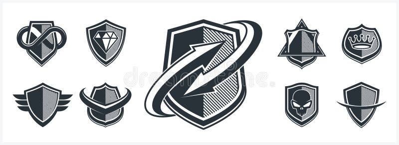 Classic Shield Shapes Classic Shield Shapes Stock Illustrations