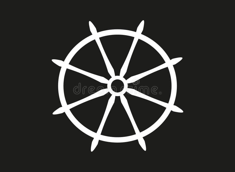 Classic Ship Steering Wheel in Black Silhouette Design with Eight ...