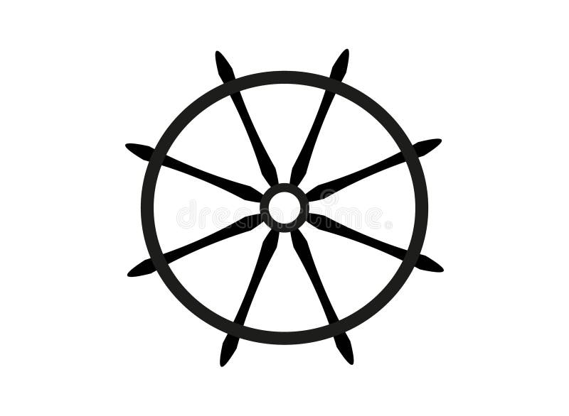Classic Ship Steering Wheel in Black Silhouette Design with Eight ...
