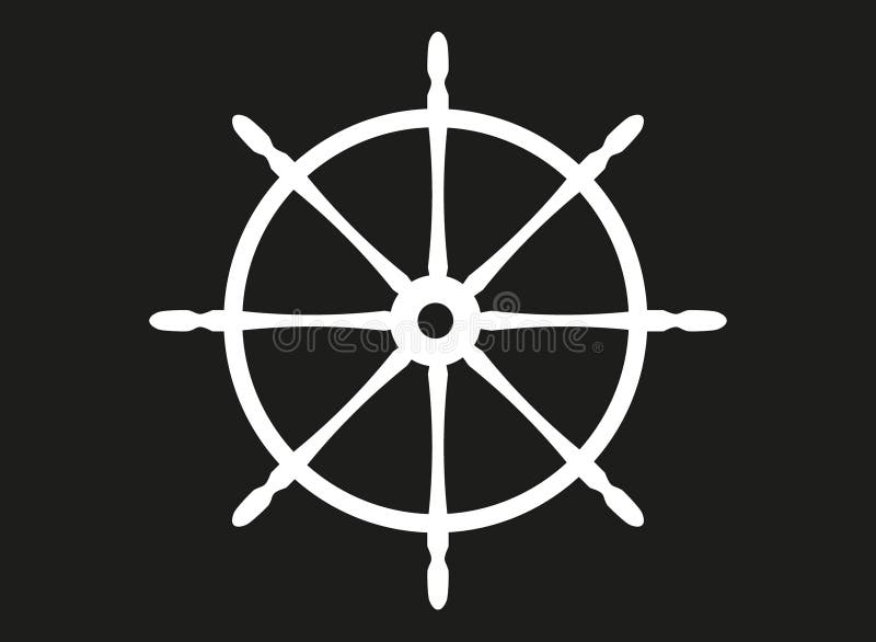 Classic Ship Steering Wheel in Black Silhouette Design with Eight ...
