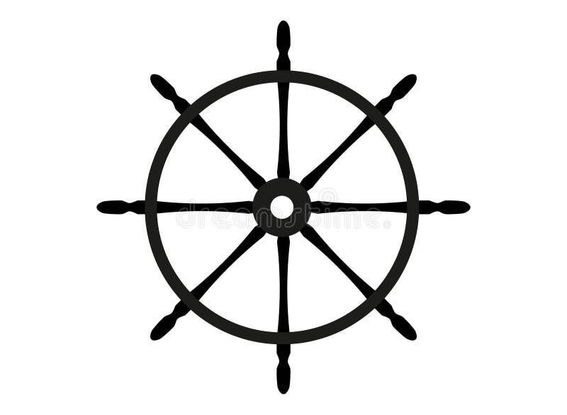 Classic Ship Steering Wheel in Black Silhouette Design with Eight ...