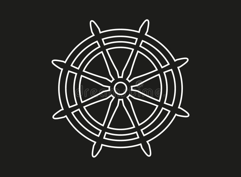 Classic Ship Steering Wheel in Black Silhouette Design with Eight ...