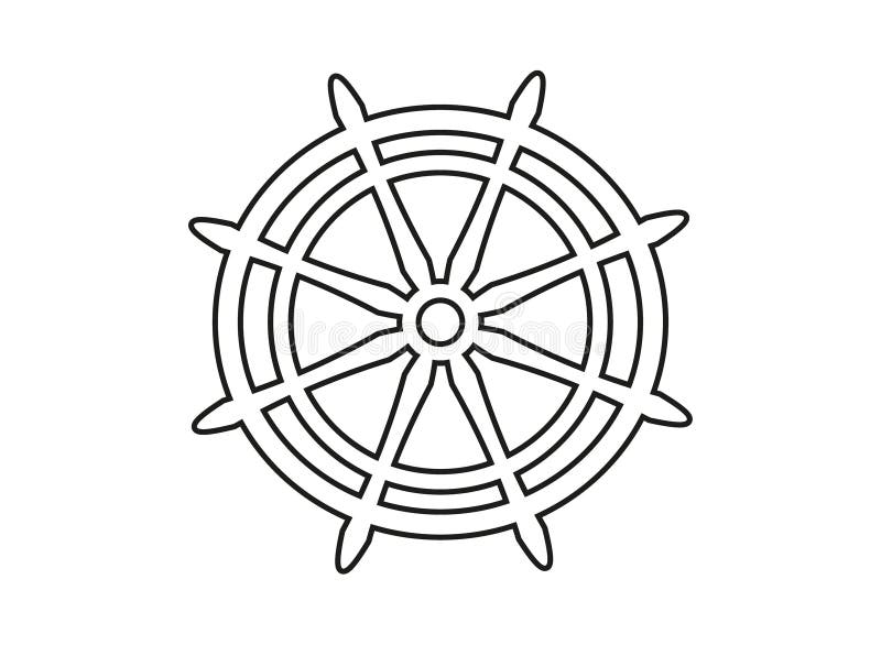 Classic Ship Steering Wheel in Black Silhouette Design with Eight ...