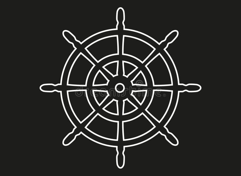 Classic Ship Steering Wheel in Black Silhouette Design with Eight ...