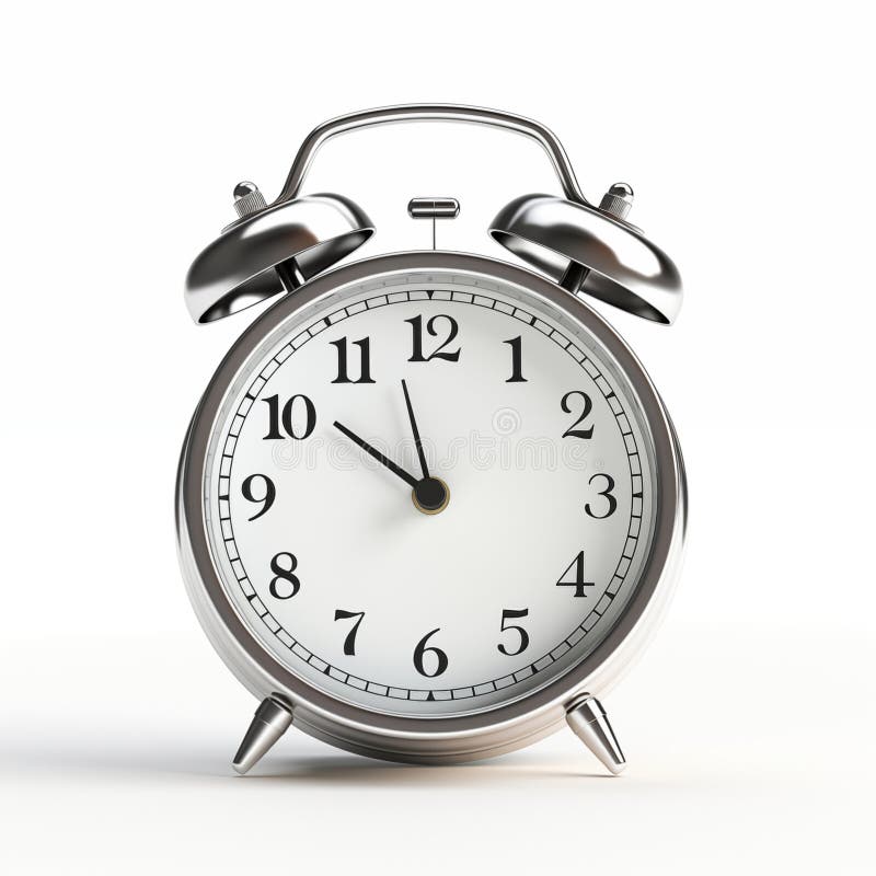 A Classic Silver Alarm Clock Displays the Time As Its Minute Hand ...