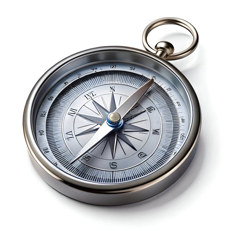 Silver Compass Navigation Tool for Travel and Exploration Stock ...