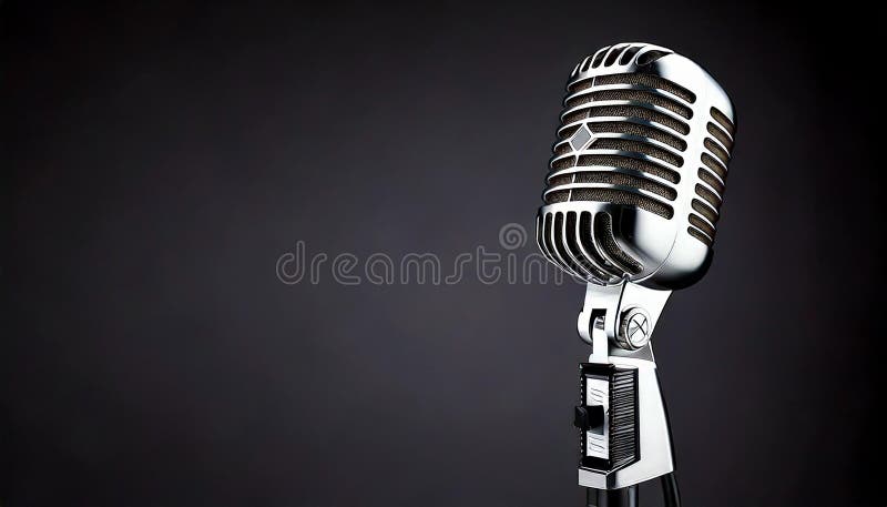 Classic Silver Microphone Ready for a Performance or Announcement Stock ...