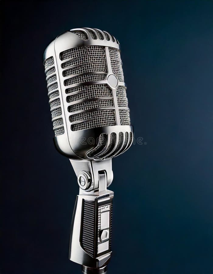 Classic Silver Microphone with Space for Personalized Text Stock ...