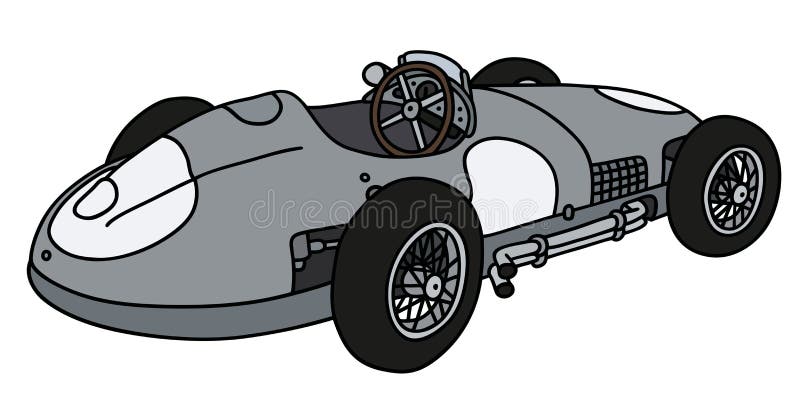 Classic silver racing car stock vector. Illustration of drawing - 100121324