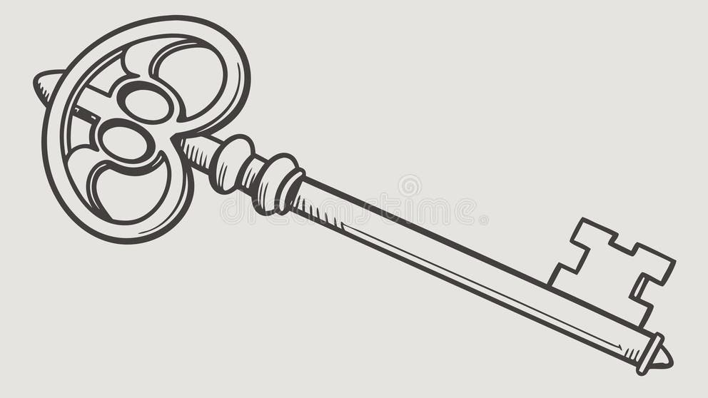 Classic Skeleton Key Illustration for Access and Security Logos, Vector ...