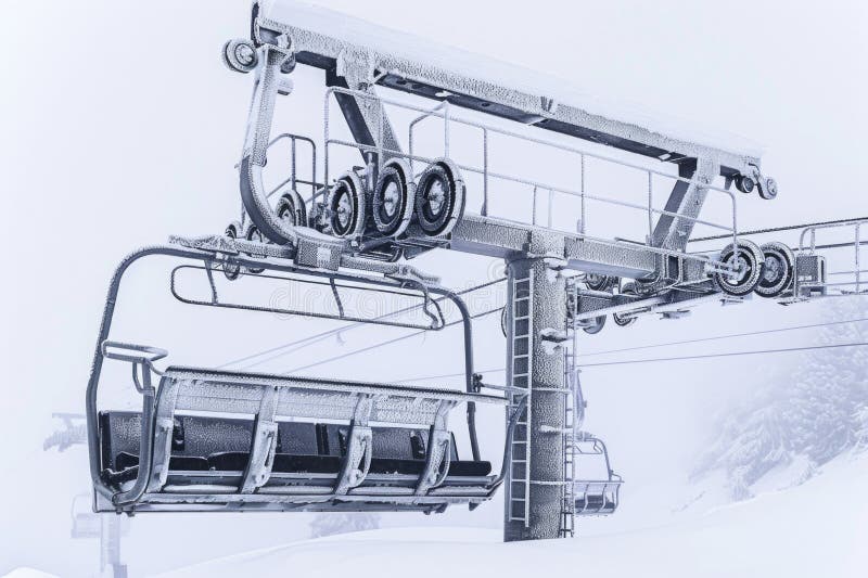 A Classic Ski Lift Scene in Monochrome Tones, Ideal for Winter-themed ...