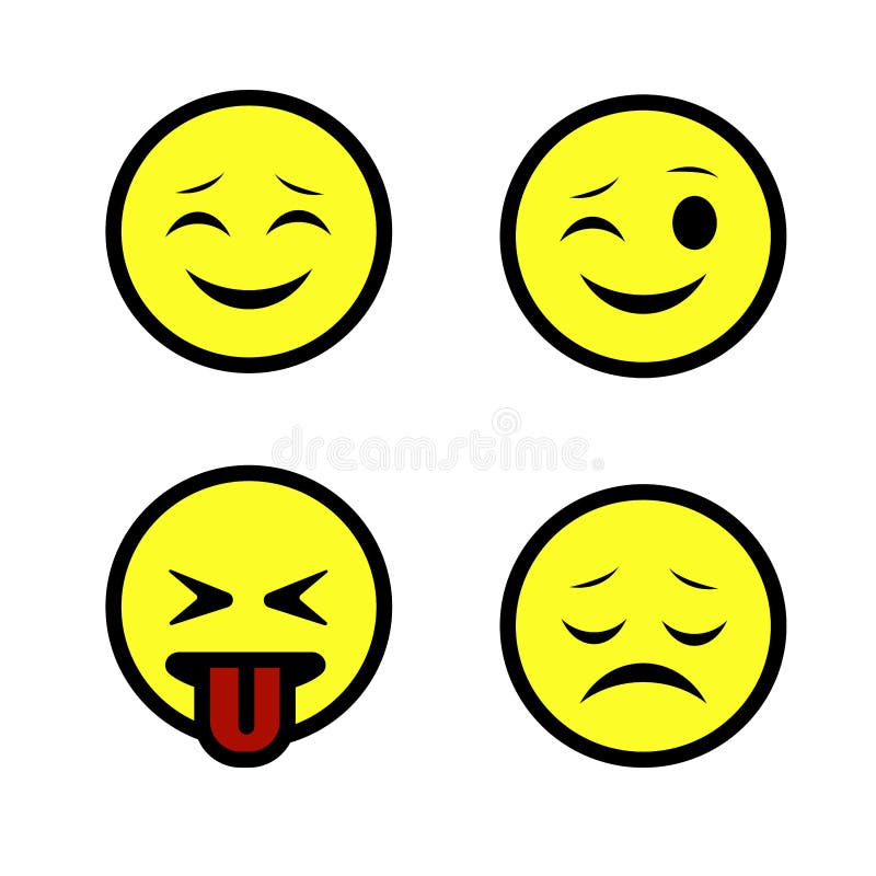 Classic Smiles with Different Emotions. Vector Illustration Stock ...