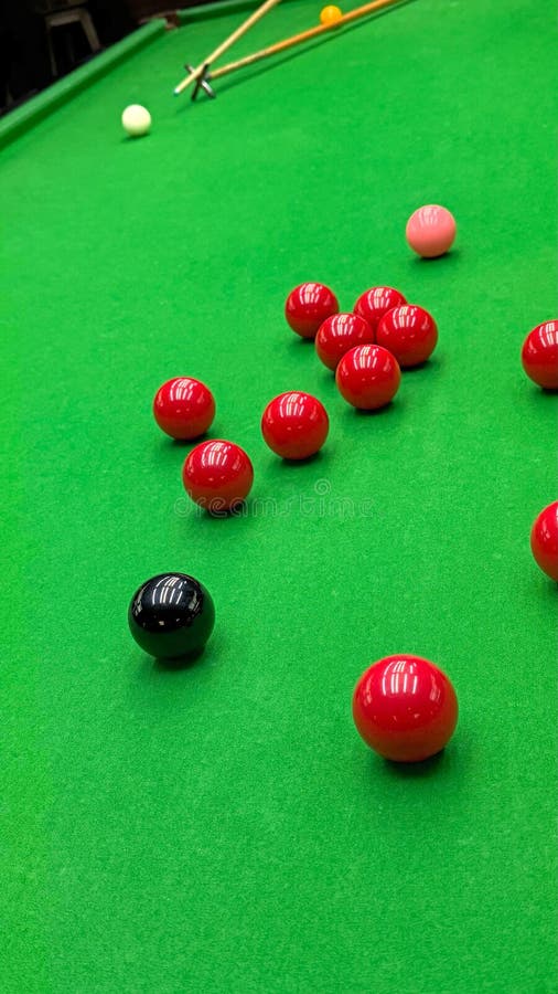 Classic Snooker Balls and Green Game Table Stock Photo - Image of frame ...