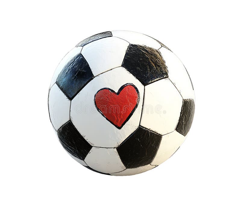 A Classic Soccer Ball with a Red Heart Painted on One of Its Panels ...