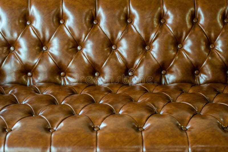 Classic Buttons Pattern Sofa Brown Leather Stock Photo - Image of brown ...