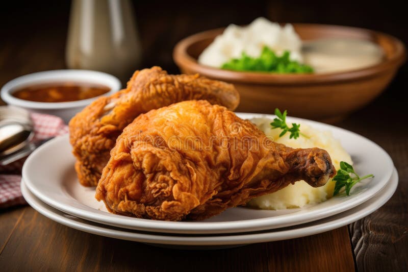 Classic Southern Fried Chicken Dinner, Served with Mashed Potatoes ...