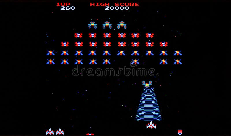 Galaga Arcade Game Being Played with High Score Editorial Photography ...